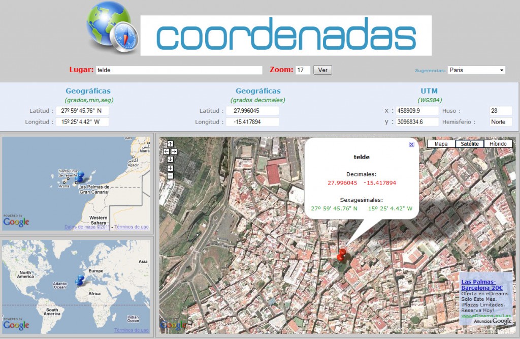 Ver las coordenadas GPS de cualquier lugar