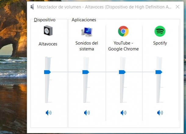 Controlar volumen para cada aplicación en Windows 10